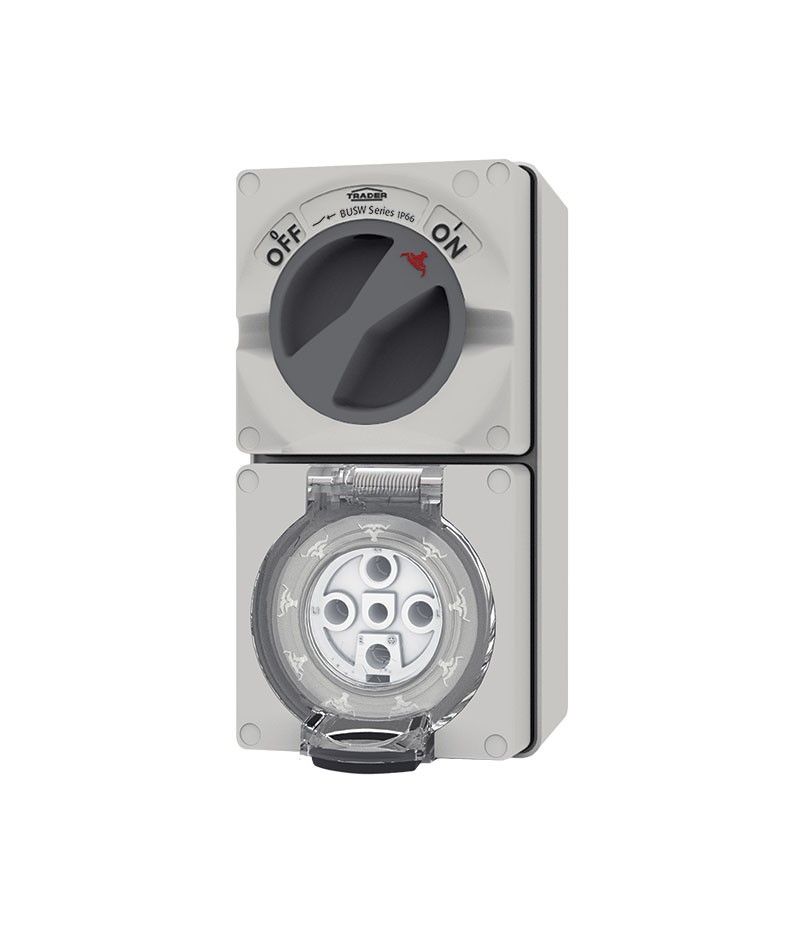TRADER Buffalo 40A 5 Pin Switched Socket Outlet IP66 - Grey - Shannon ...