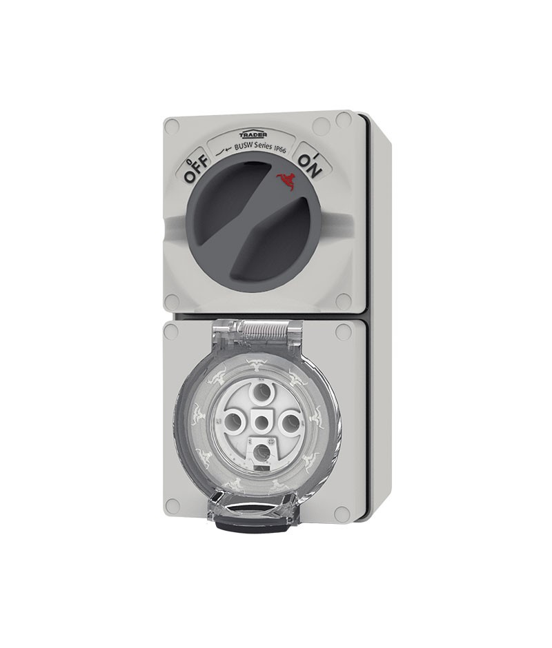 TRADER Buffalo 50A 5 Pin Switched Socket Outlet IP66 - Grey - Shannon ...