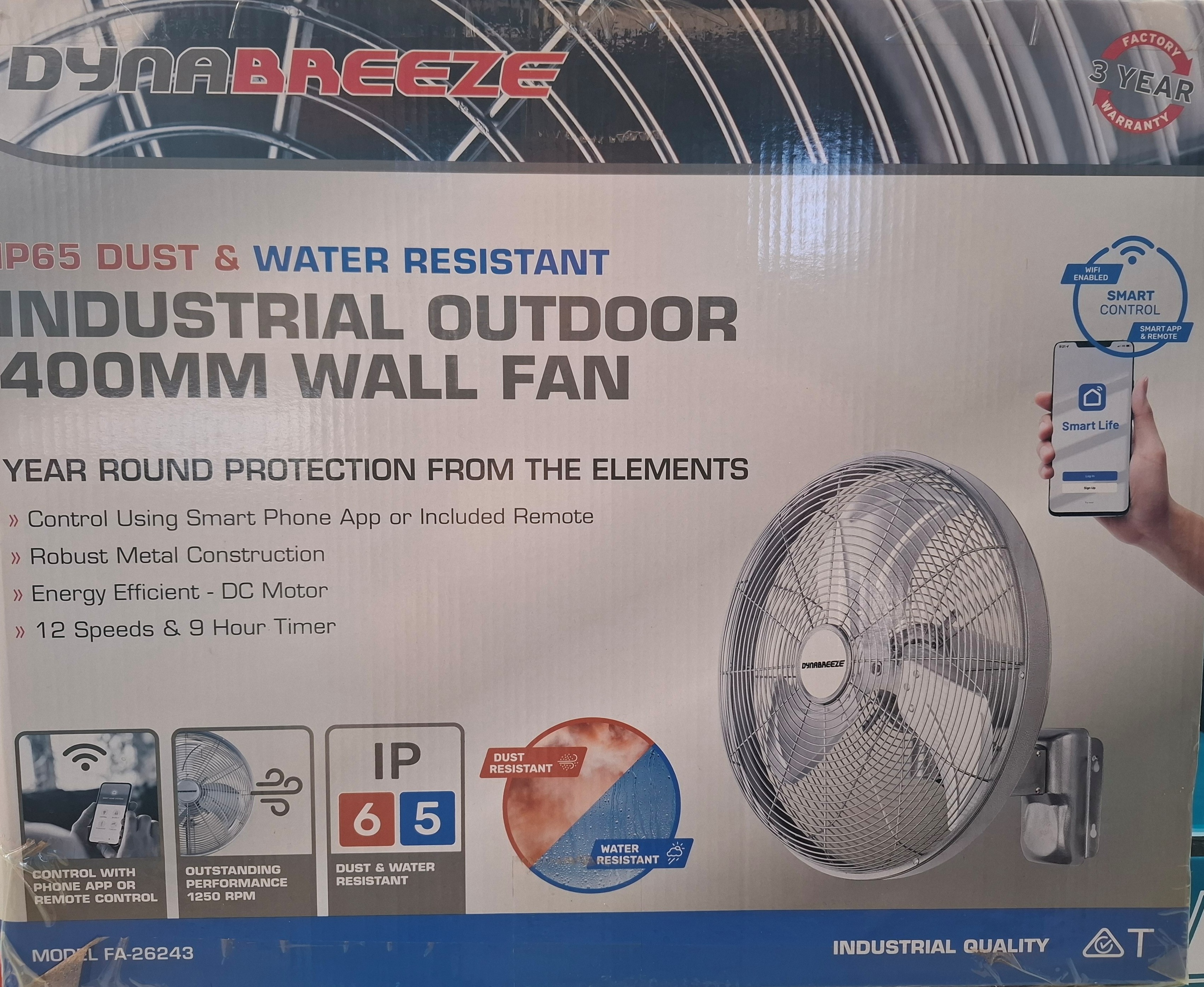 DYNABREEZE INDUSTRIAL WALL FAN 400MM IP65 C/W REMOTE - Shannon ...
